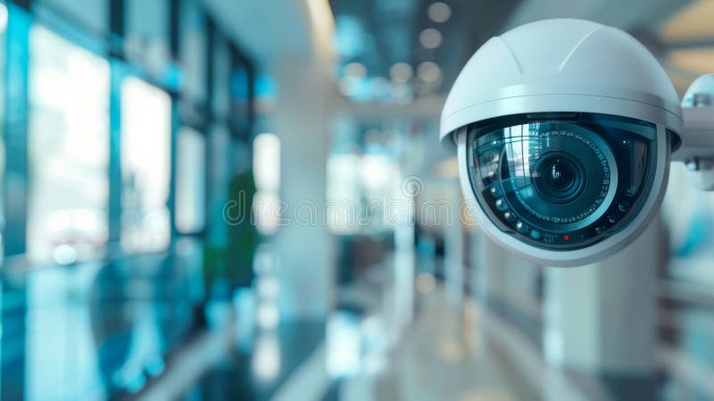 Modern Security Camera Monitoring System Observing Hallway Stock Image ...