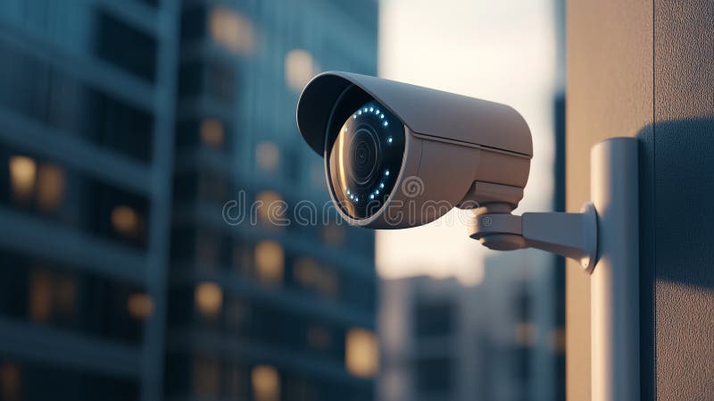Modern Security Camera Mounted on Building, Capturing Urban Scenery ...