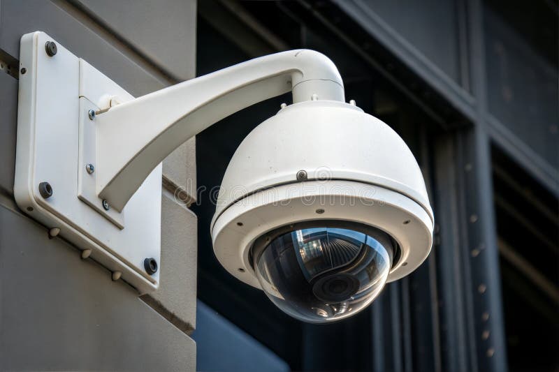 Modern Security Camera Mounted on a Building Facade Stock Illustration ...