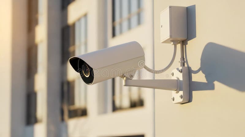 Modern Security Camera is Mounted on an Exterior Wall, Capturing ...