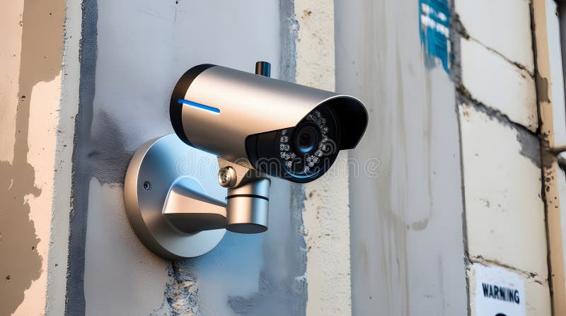 Modern Security Camera Mounted on a Wall in an Urban Environment during ...