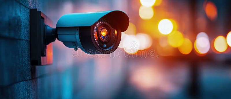 Modern Security Camera Mounted on Wall in Urban Setting Stock ...