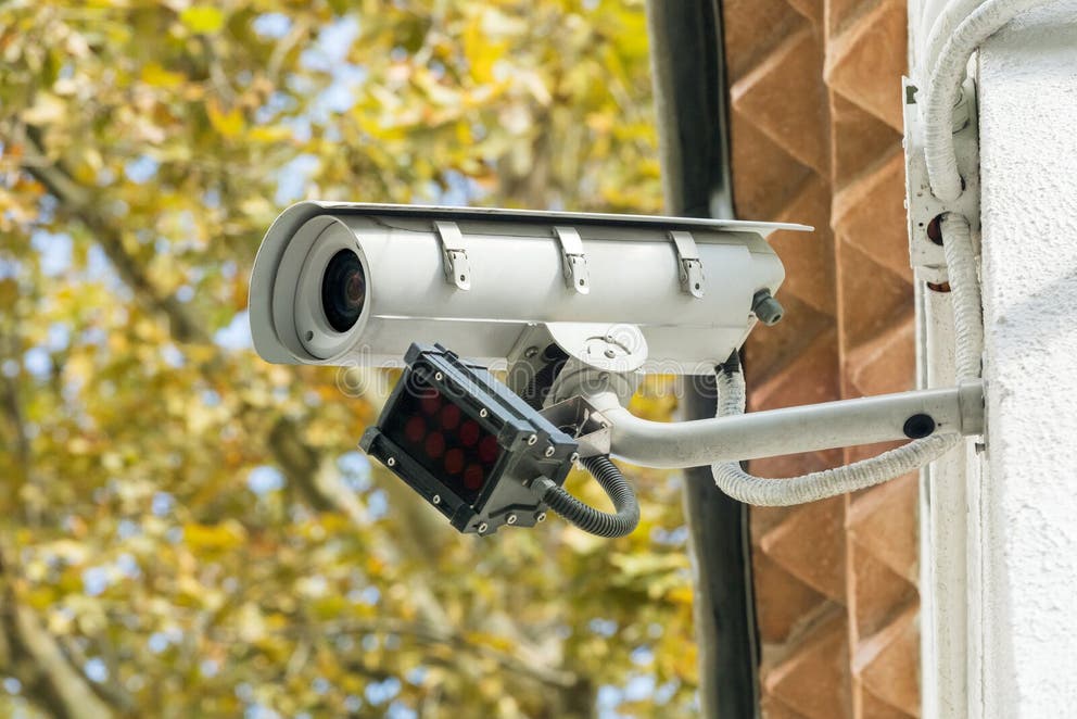Modern Security Camera on Nature Background. Stock Photo - Image of ...