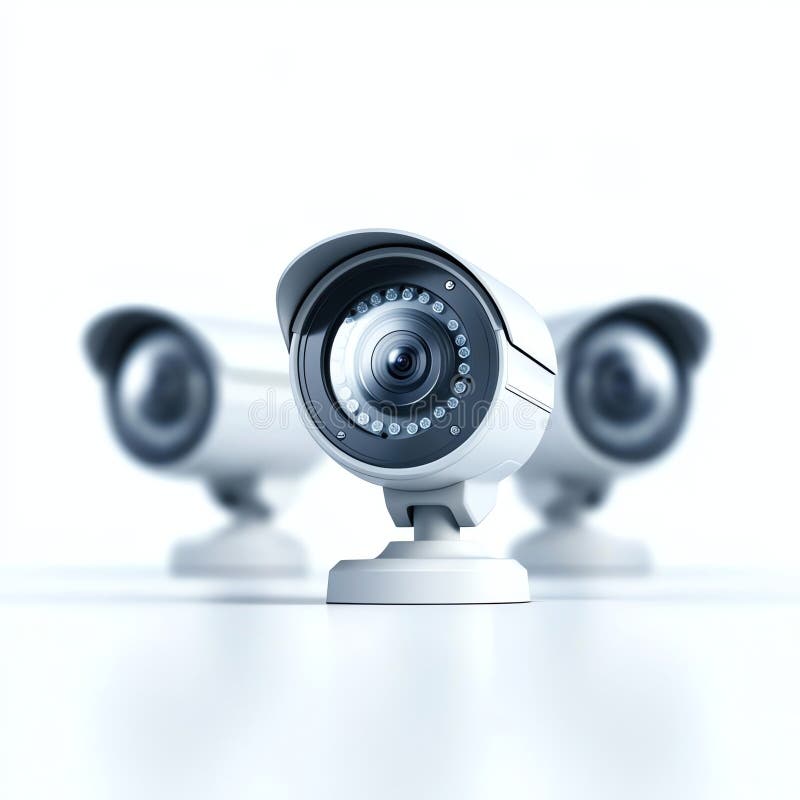 A Modern Security Camera Setup Positioned Neatly on a Clean Surface ...