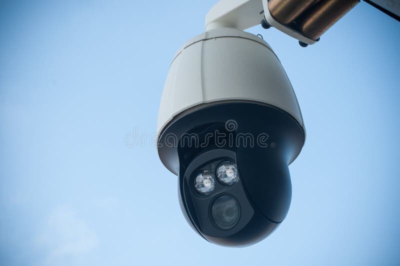 Modern Security Camera for Surveillance in Outdoor Stock Photo - Image ...