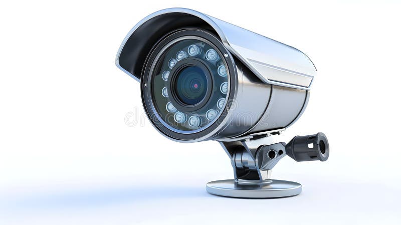 Modern Security Camera on a White Background, Surveillance Technology ...