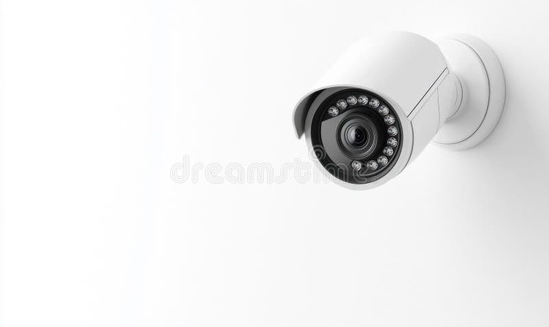 Modern Security Camera on White Wall. Generative Ai Stock Illustration ...