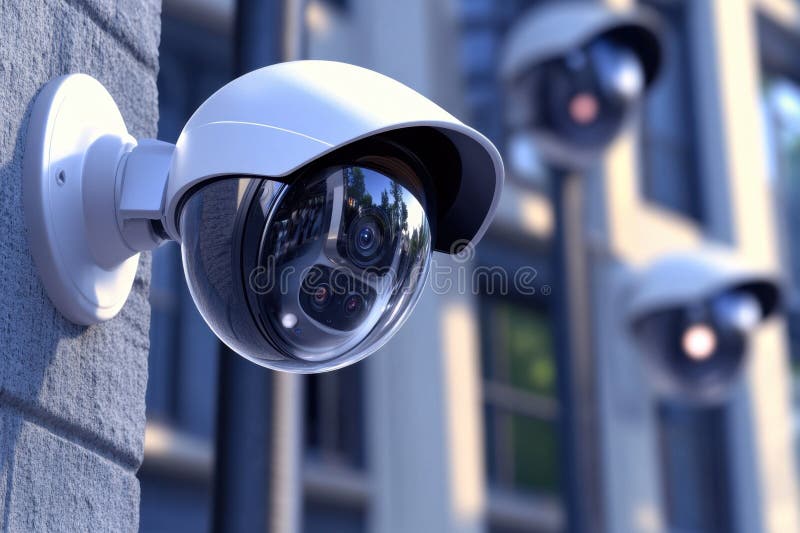 Modern Security Cameras Mounted on a Building in an Urban Setting ...