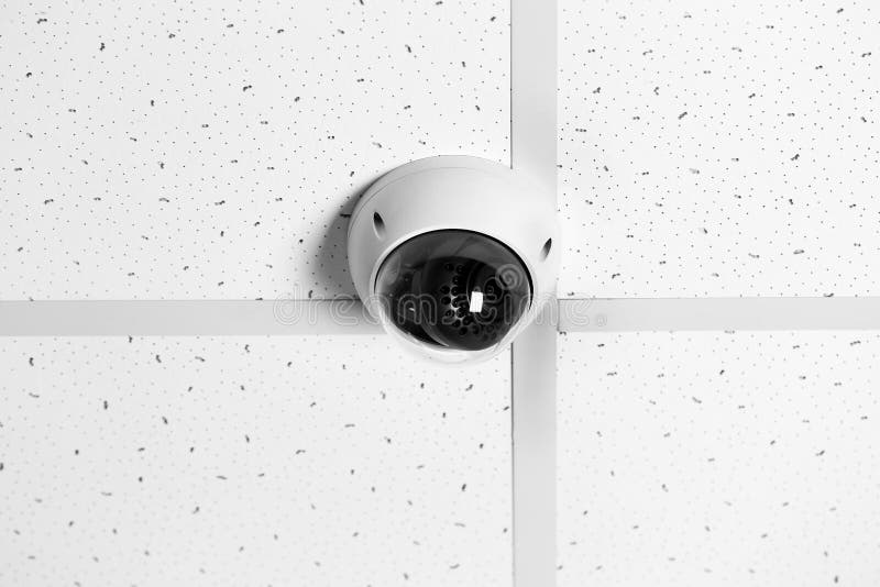 Security CCTV Camera on Ceiling Indoors Stock Photo - Image of crime ...