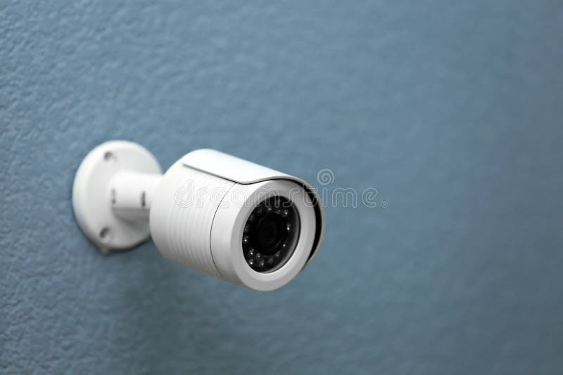 Security CCTV Camera on Grey Wall Stock Image - Image of prevention ...