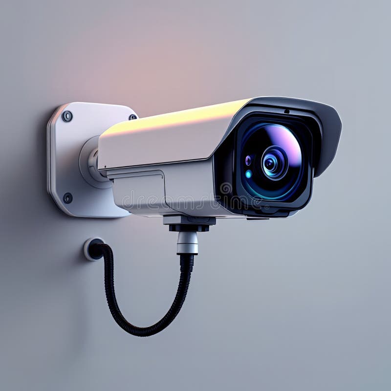 Modern Security CCTV Camera Mounted on a Wall Stock Illustration ...