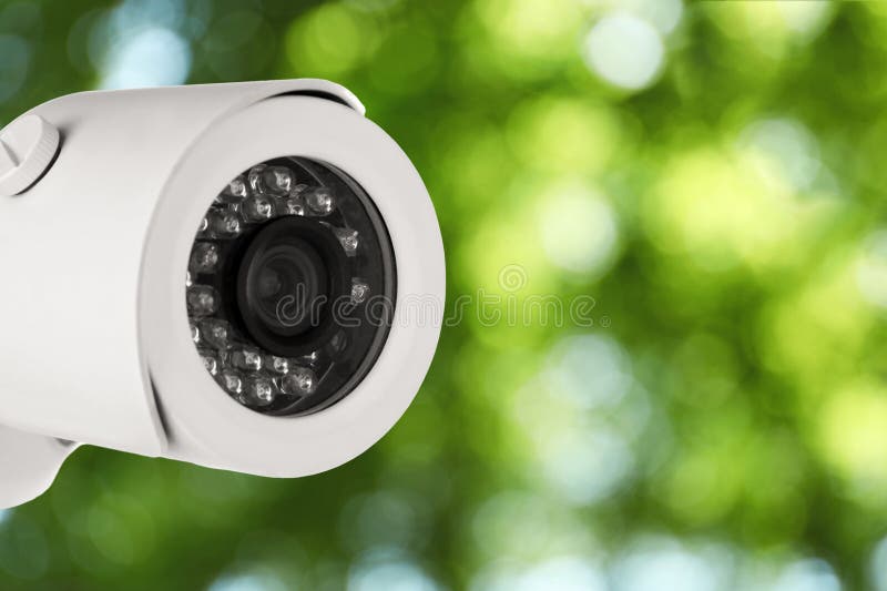 Modern Security CCTV Camera Outdoors, Closeup. Space for Text Stock ...