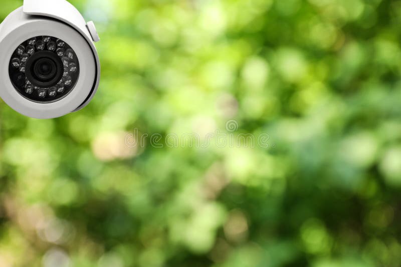 Modern Security CCTV Camera Outdoors, Space for Text Stock Image ...