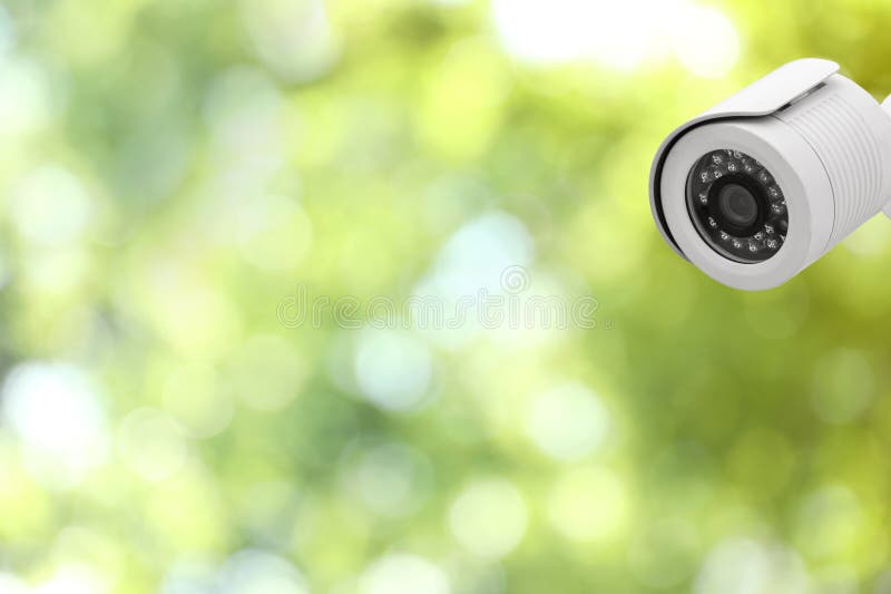 Modern Security CCTV Camera Outdoors, Space for Text Stock Image ...