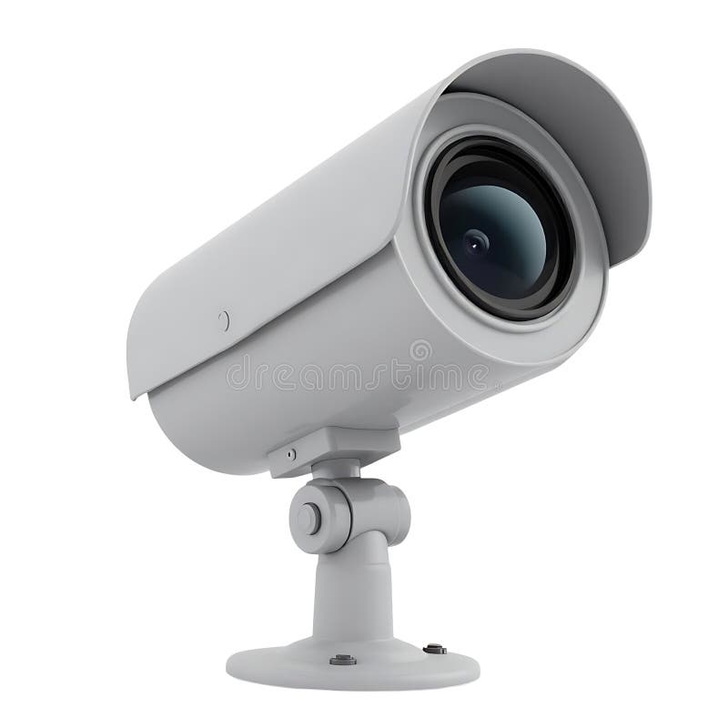 Modern Security CCTV Camera on White Background Sleek Design Stock ...