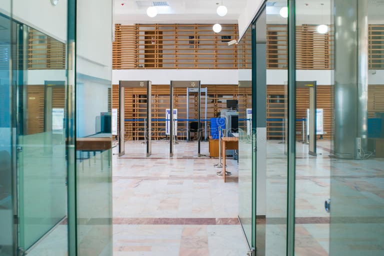 Modern Security Checkpoint with Metal Detectors in Public Building ...