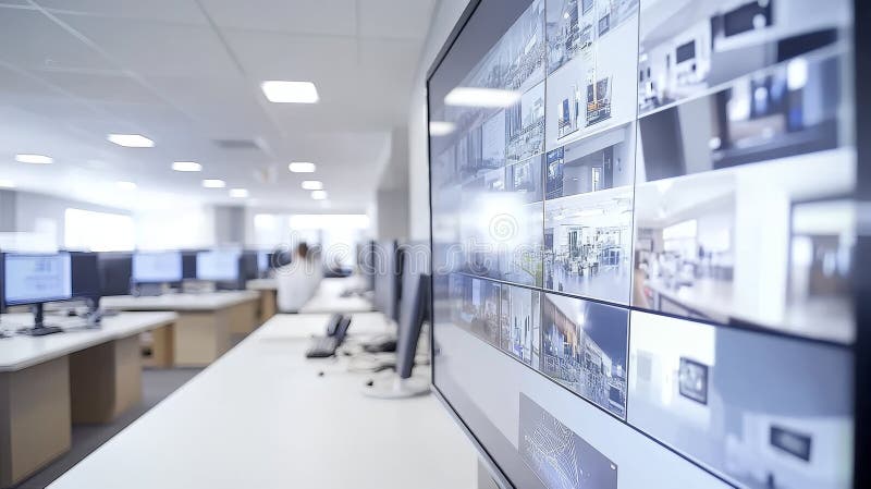 Modern Security Command Center with Multiple CCTV Monitors for ...