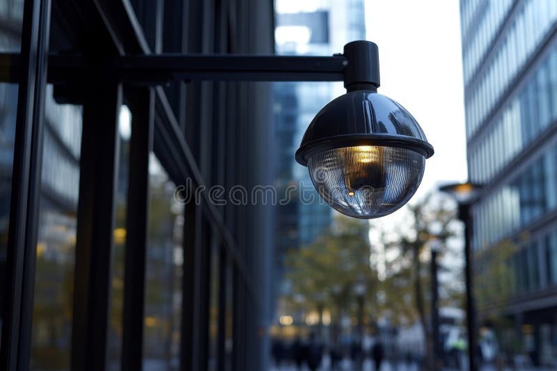 A Modern Security Light on a Building Facade Stock Illustration ...