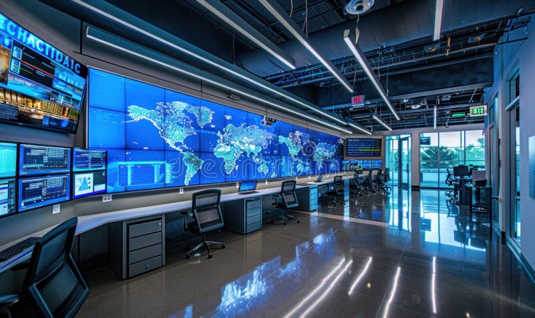 Modern Security Operations Center with Multiple Screens Stock Photo ...