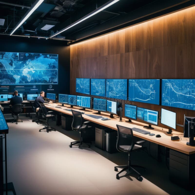 Modern Security Operations Center Stock Illustration - Illustration of ...