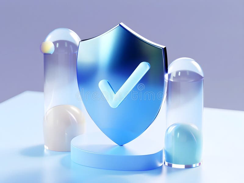 Modern Security Shield with Check Mark Design Stock Illustration ...