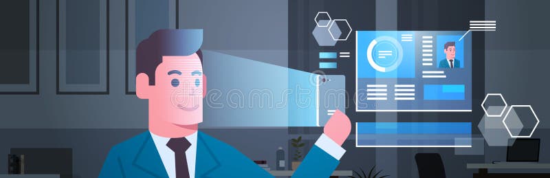 Modern Security System Scanning Business Man Face Biometric ...