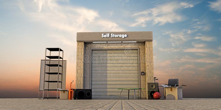 Modern self storage stock illustration. Illustration of building - 42372373