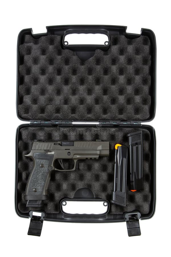 Modern Semi-automatic Pistol with Magazines in Hard Foam Case Stock ...