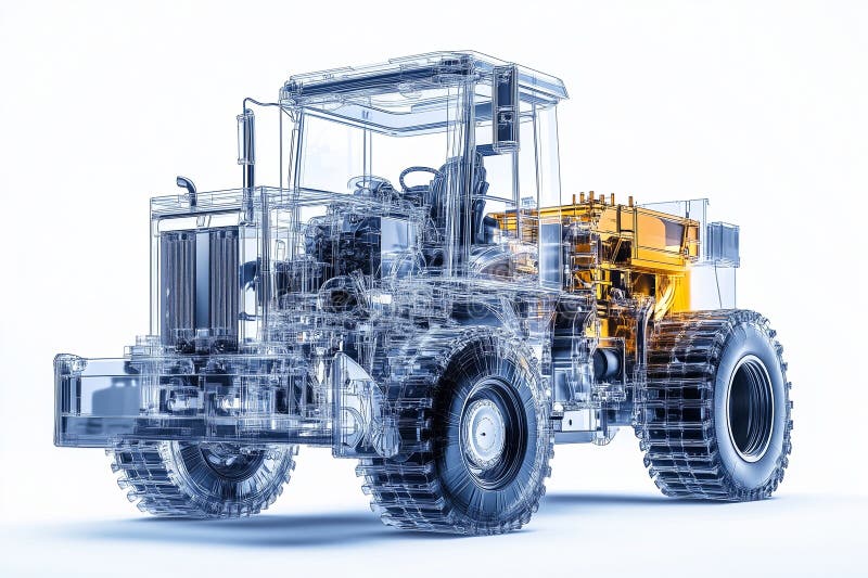 Modern Semi Transparent Grader with Its Engine and Transmission Visible ...