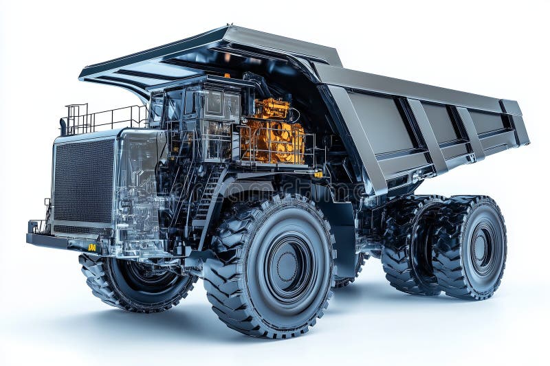 Modern Semi Transparent Mining Dump Truck with Its Engine and ...