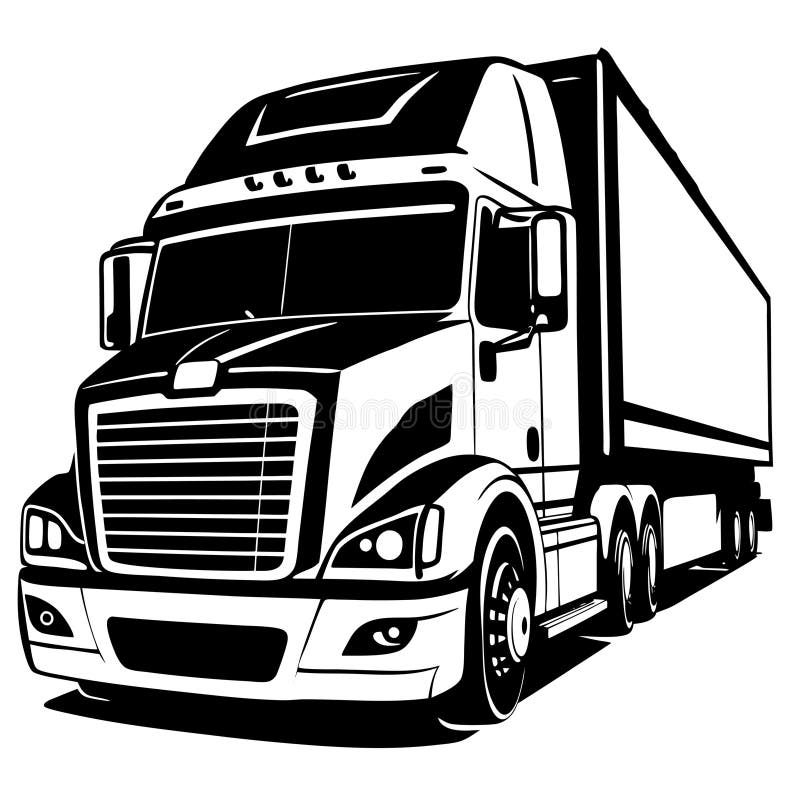 Modern Semi Truck with Large Cargo Box for Delivery Stock Vector ...