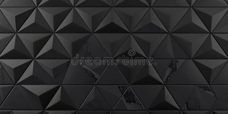 Modern Semigloss Triangular Tile Wall 3D Black Geometric Blocks Stock ...