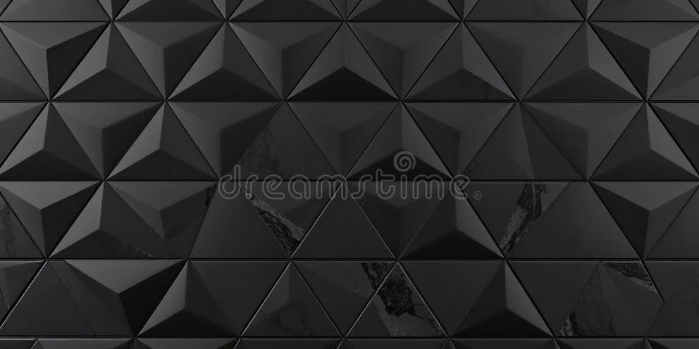 Modern Semigloss Triangular Tile Wall 3D Black Geometric Blocks Stock ...