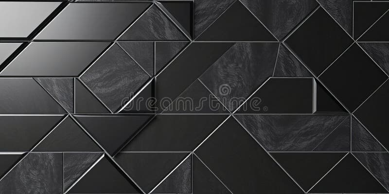 Modern Semigloss Triangular Tile Wall 3D Black Geometric Blocks Stock ...