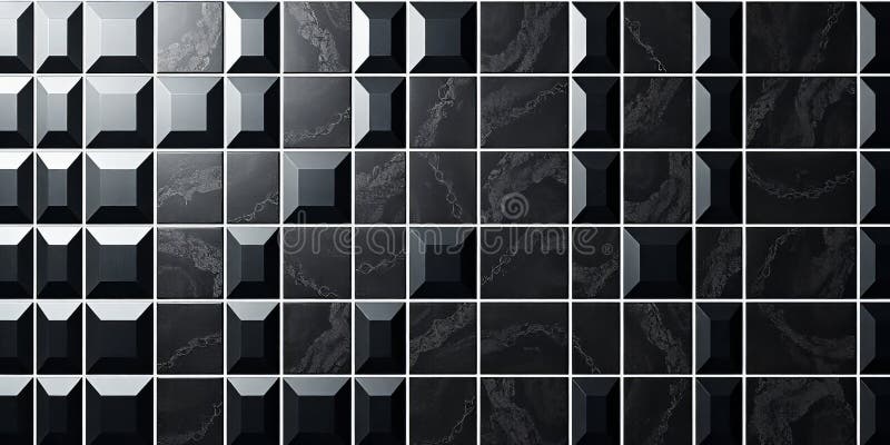Modern Semigloss Triangular Tile Wall 3D Black Geometric Blocks Stock ...