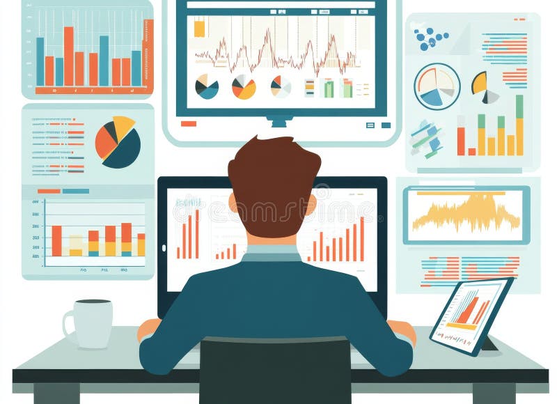 Modern SEO Analysis Software Depicted in Isolated Cartoon Illustrations ...