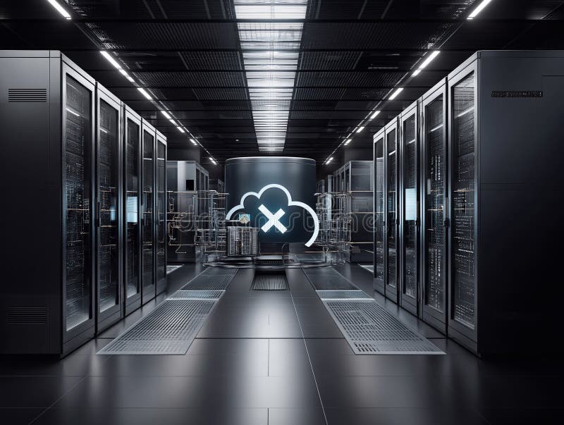 Modern Server and Data Storage Room AI-generated Content Stock ...