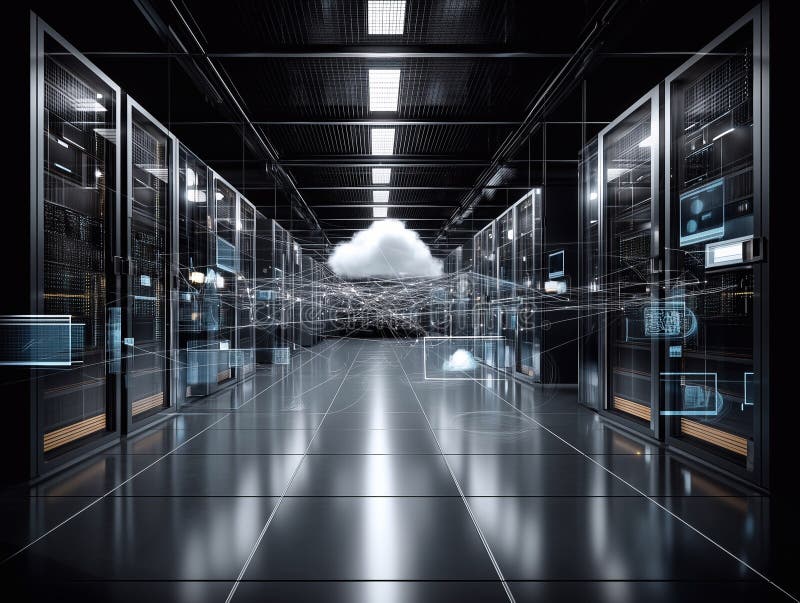 Modern Server and Data Storage Room AI-generated Content Stock ...