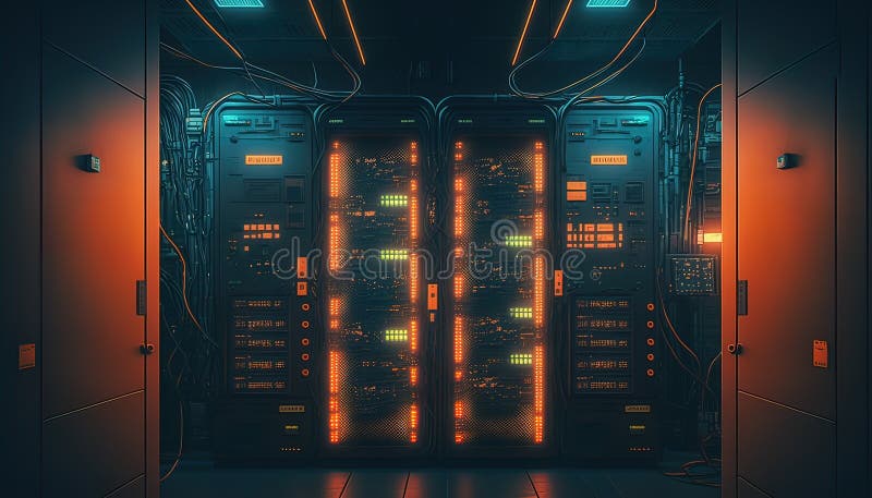 Modern Server Data Warehouse with Lots of Machine Cabinet Generate AI ...