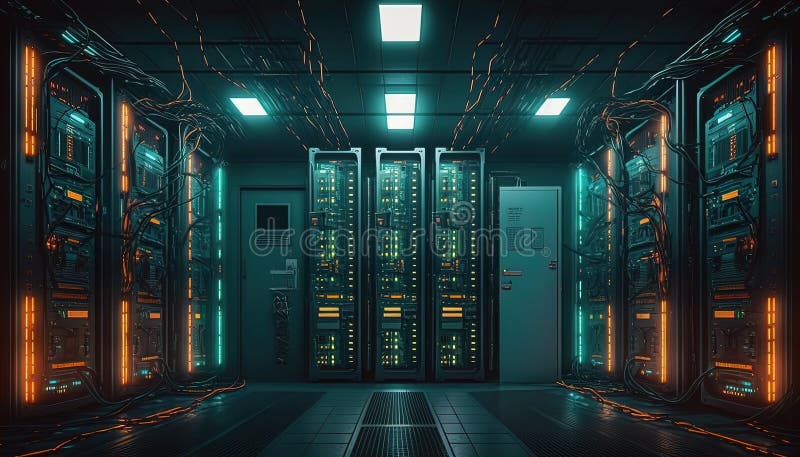 Modern Server Data Warehouse with Lots of Machine Cabinet Generate AI ...