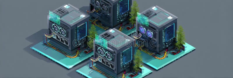 High-tech Isometric Server Farm with Advanced Cooling Systems and ...