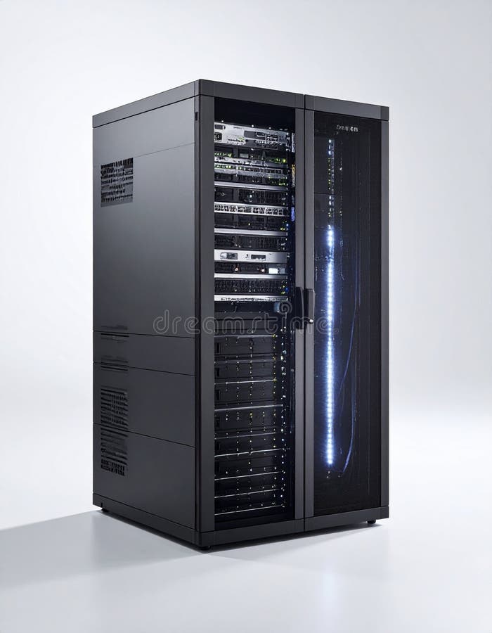 Modern Server Rack for Data Center Infrastructure Stock Illustration ...