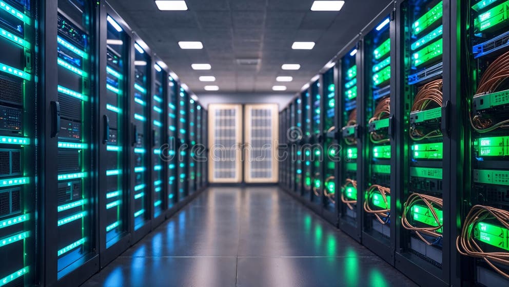 A Modern Server Rack in a Data Center. Stock Illustration ...