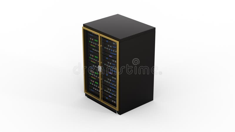 Modern Server Rack. Server Rack Image. Isolated on White Background. 3d ...