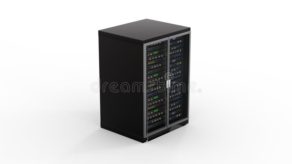 Modern Server Rack. Server Rack Image. Isolated on White Background. 3d ...