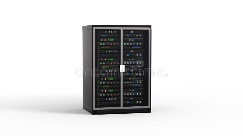 Modern Server Rack. Server Rack Image. Isolated on White Background. 3d ...