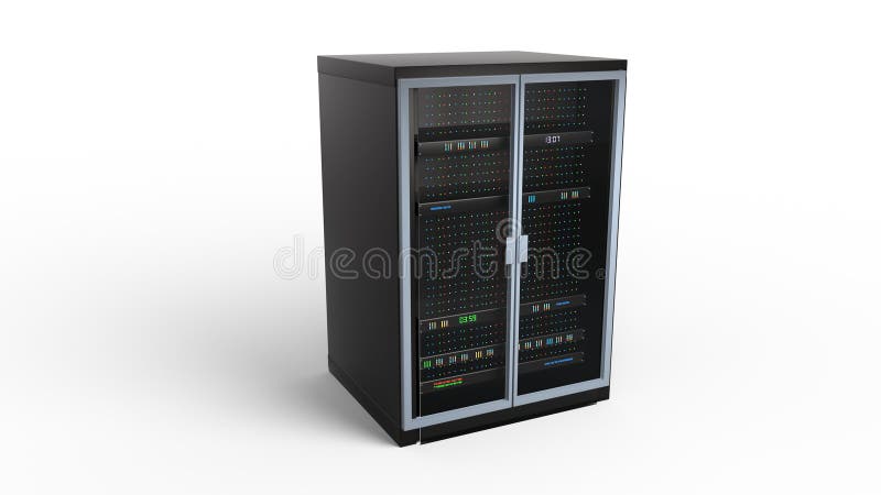 Modern Server Rack. Server Rack Image. Isolated on White Background. 3d ...