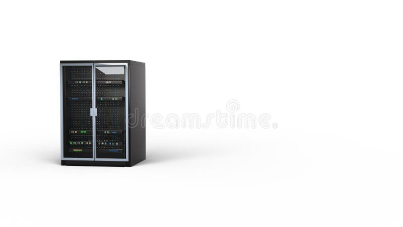 Modern Server Rack. Server Rack Image. White Background. 3d Render ...