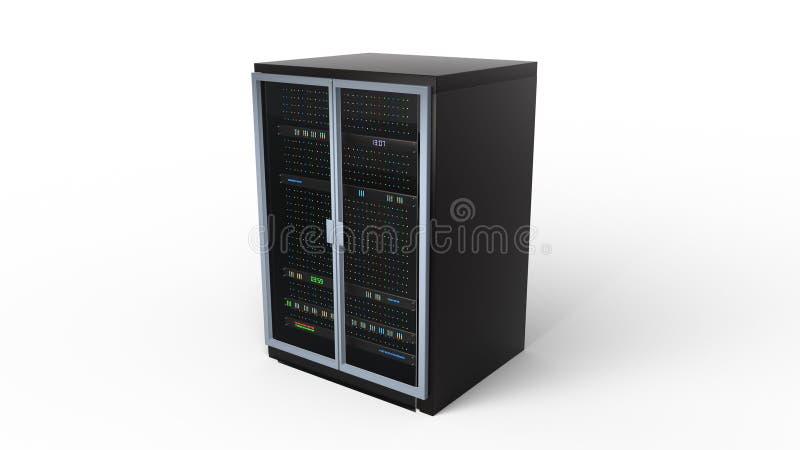 Modern Server Rack. Server Rack Image. Isolated on White Background. 3d ...