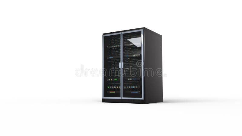 Modern Server Rack. Server Rack Image. Isolated on White Background. 3d ...